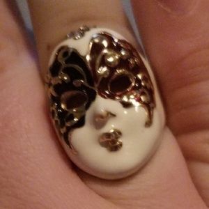 Jewelry | Mask Painted Face Gold Ring | Poshmark